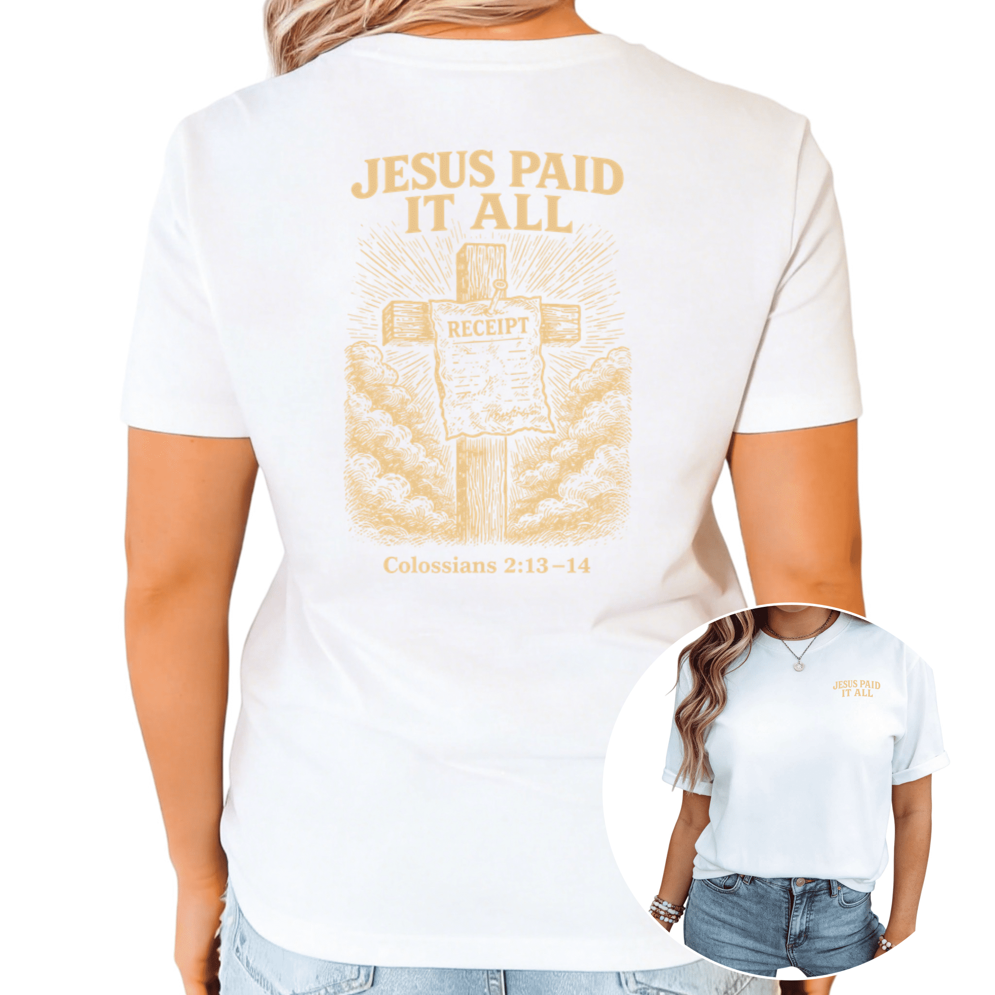 UNISHE Women's Jesus Paid It All Colossians 2:13-14 Cross Receipt ...