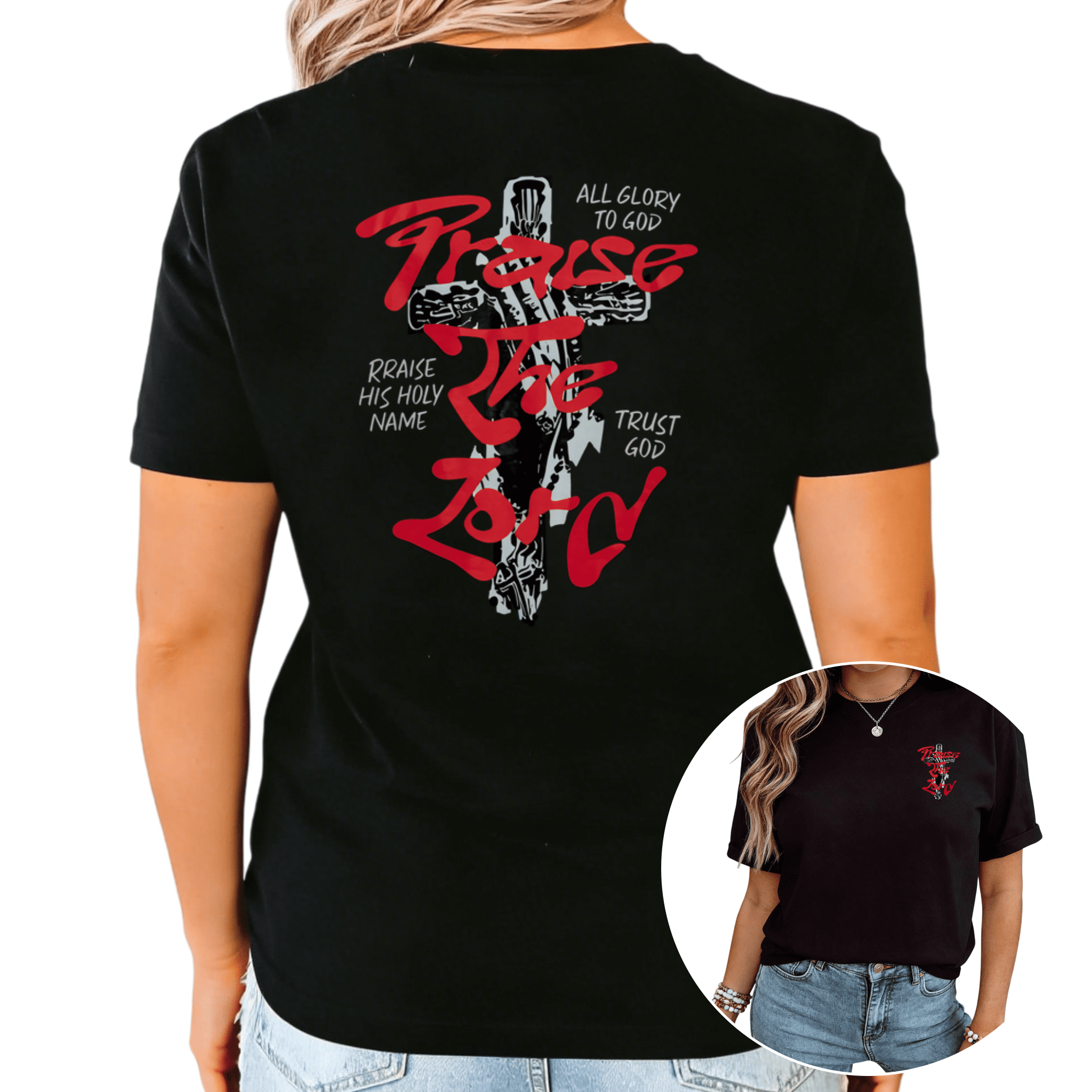 UNISHE Women's Praise The Lord Cross Christian Graphic Short Sleeve ...
