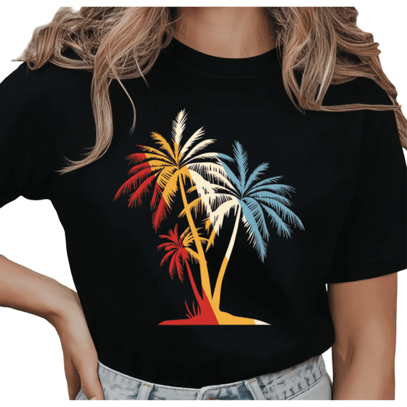UNISHE Women's Retro Colorful Palm Tree Tropical Beach Front Print ...