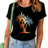 UNISHE Women's Retro Multicolor Palm Tree Summer Beach Graphic Short ...