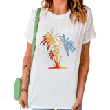 UNISHE Women's Retro Multicolor Palm Tree Summer Beach Graphic Short ...