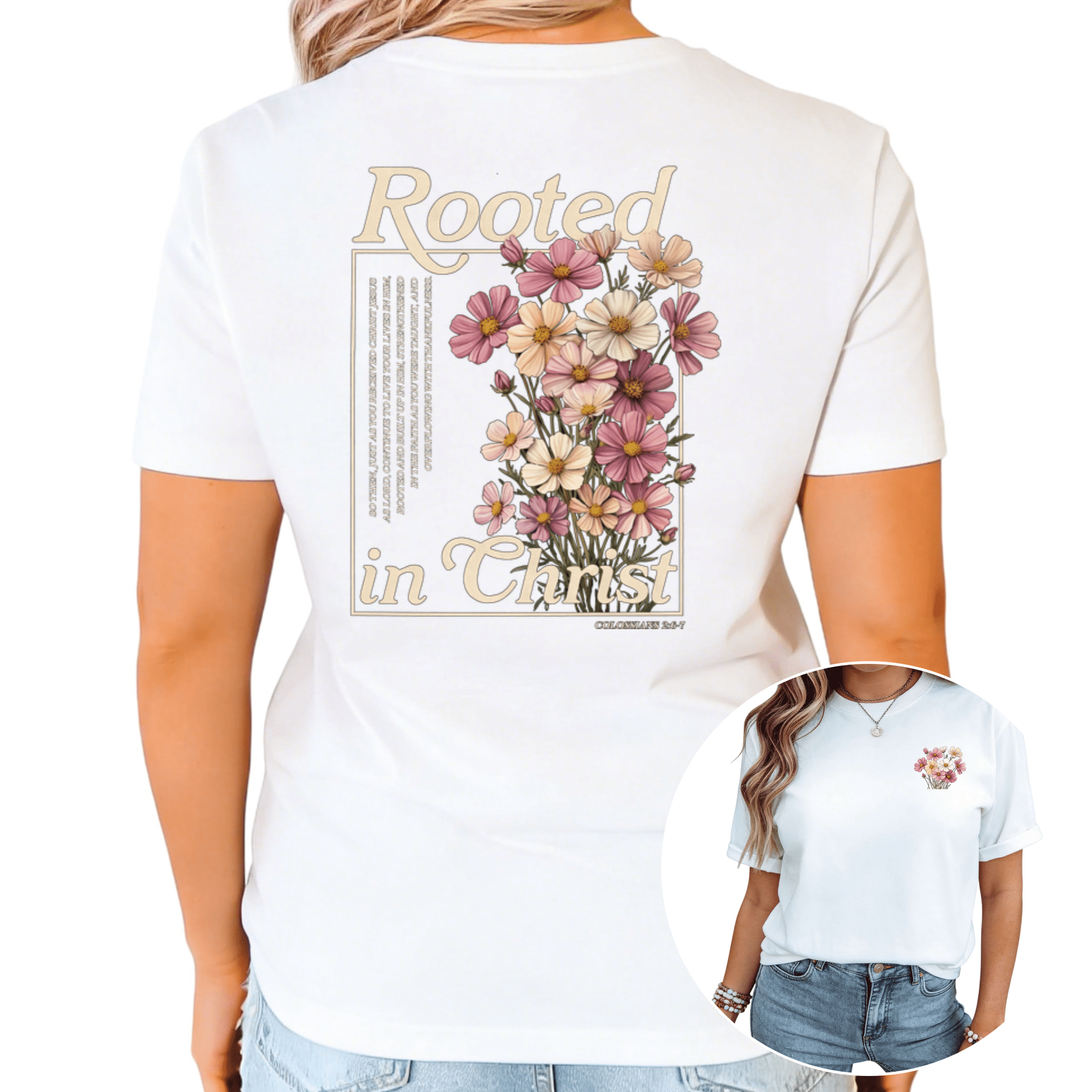 UNISHE Women's Rooted In Christ Colossians 2:7 Floral Graphic Short ...