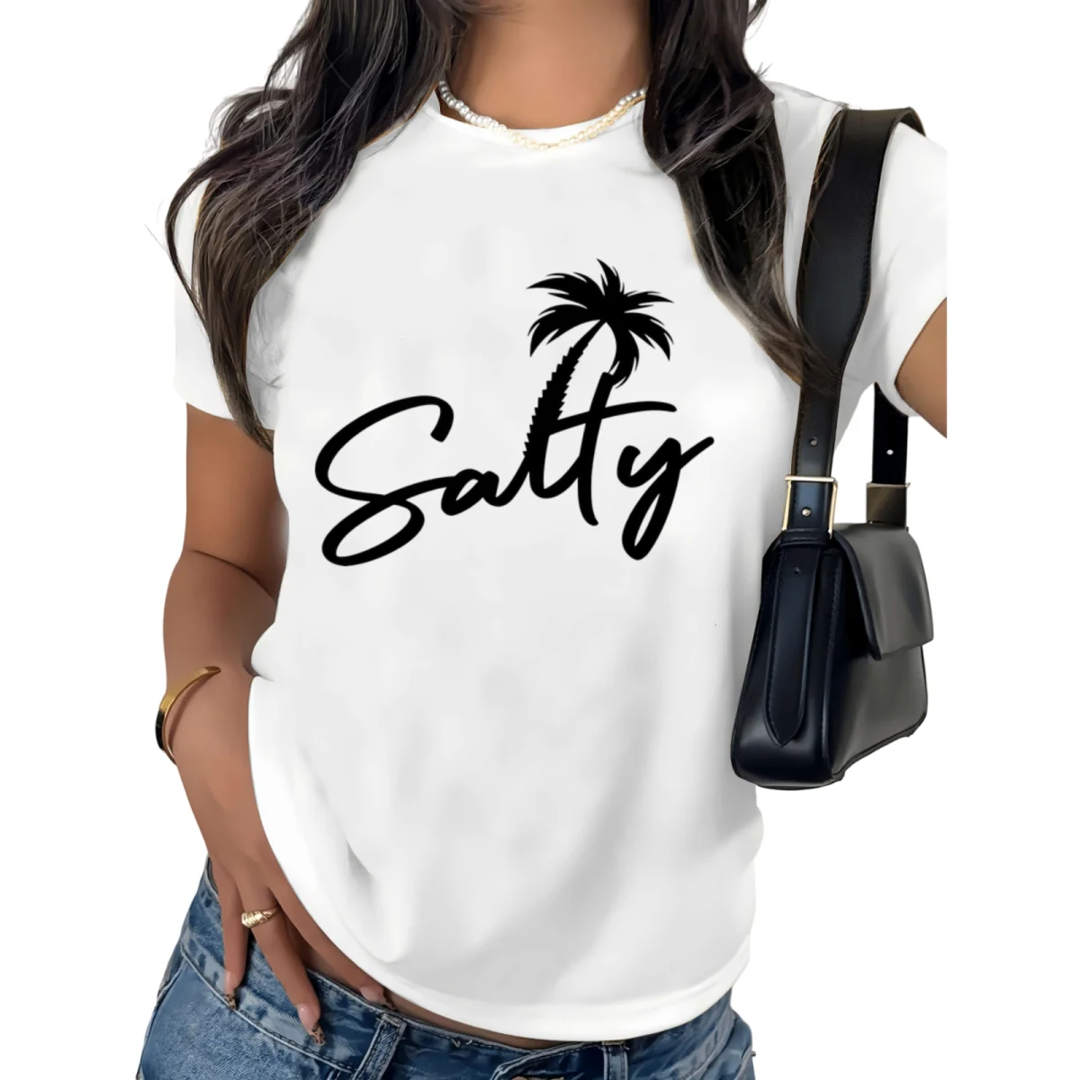 UNISHE Women's Salty Beach Palm Tree Graphic Short Sleeve T-Shirt ...