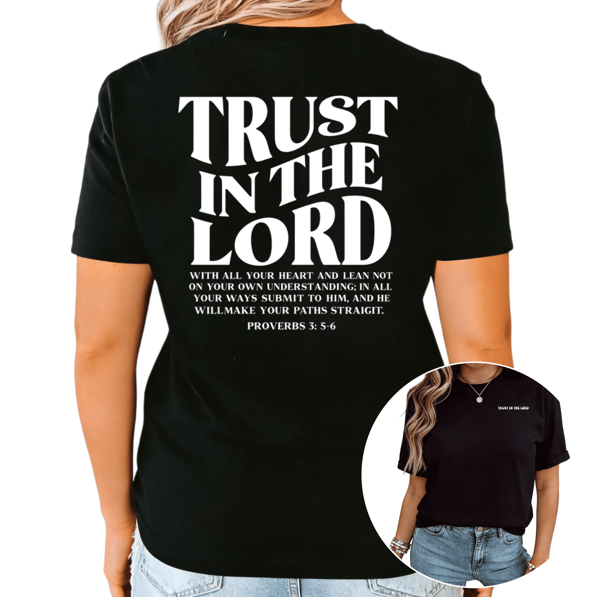 UNISHE Women's Trust In The Lord Proverbs 3:5-6 Christian Graphic Short ...
