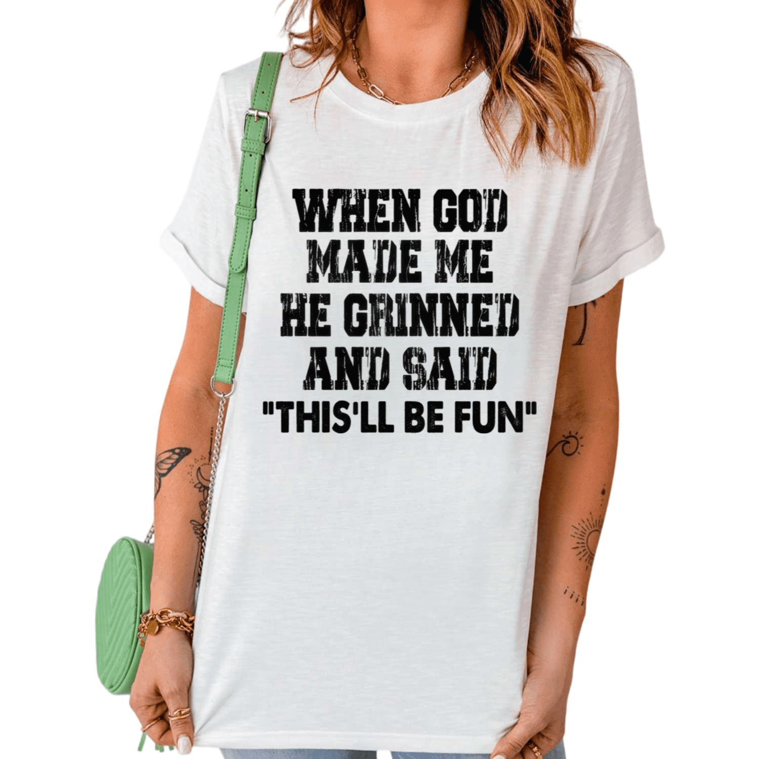 UNISHE Women's "When God Made Me This'll Be Fun" Funny Sarcastic ...