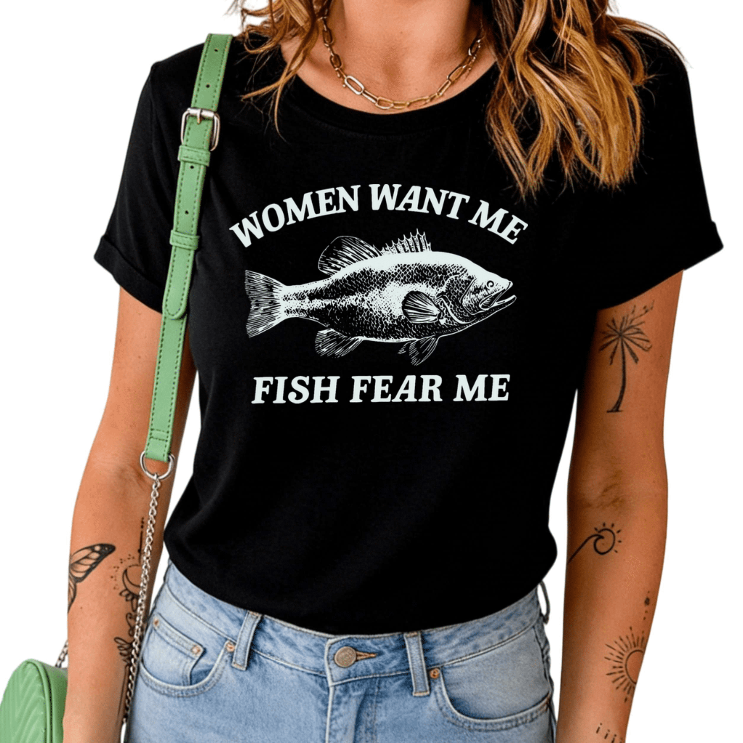 UNISHE Women's "Women Want Me Fish Fear Me" Funny Bass Fishing Graphic ...