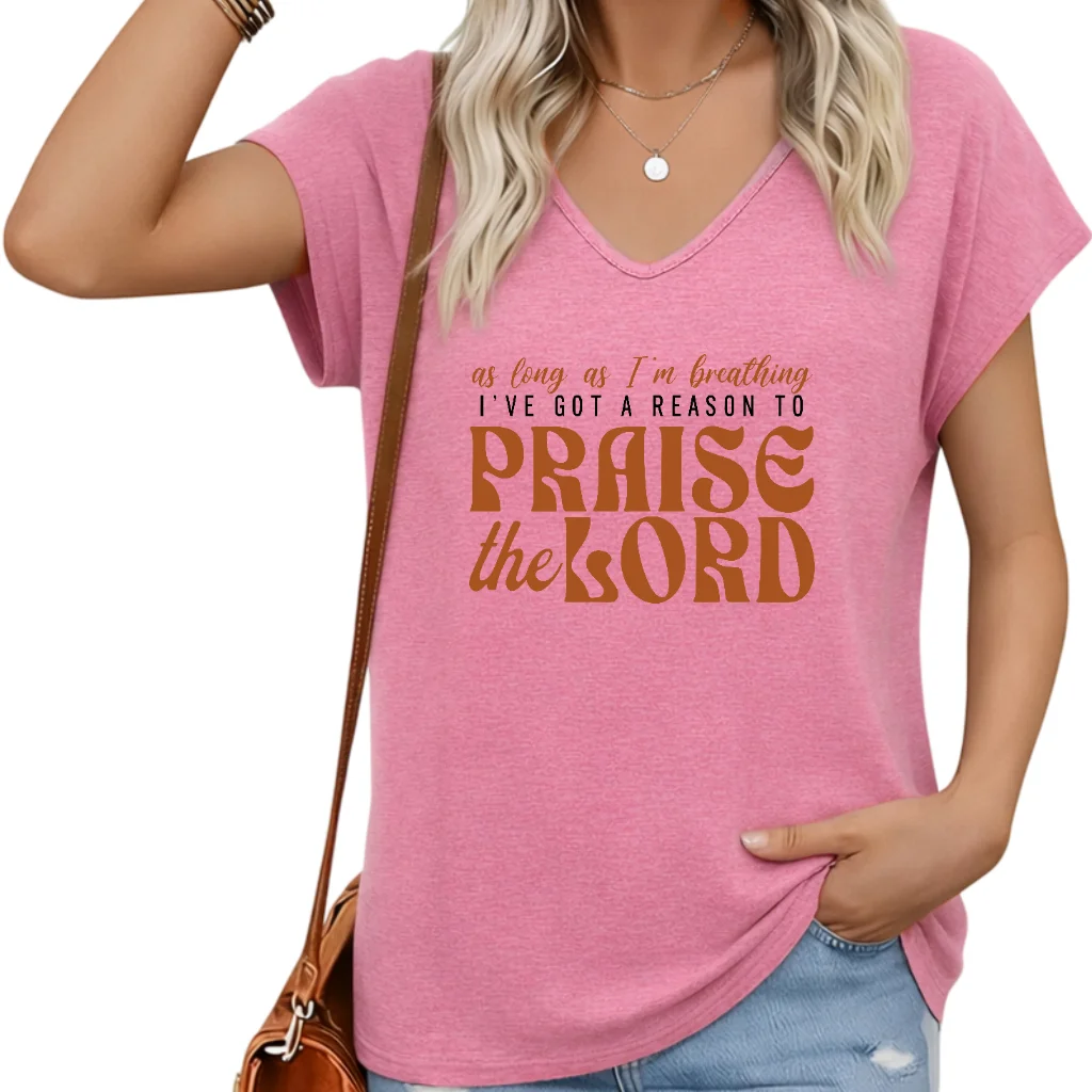 UNISHE Womens Inspirational Christian V-Neck Cap Sleeve Tee with "As ...