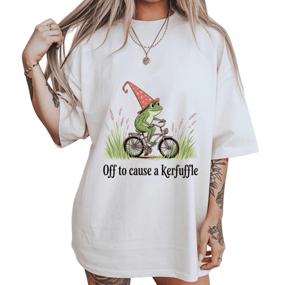 UNISHE Womens Meadow Adventure Frog Humor Graphic Short Sleeve T-Shirt ...