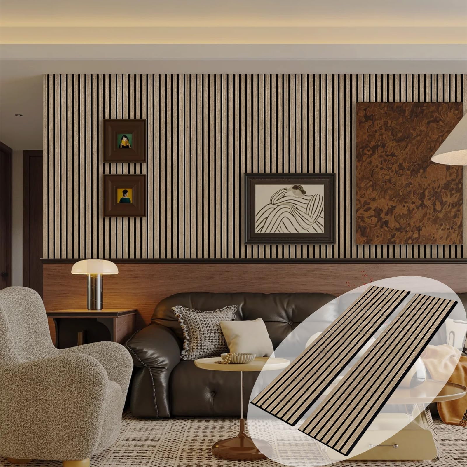 UNISOAR 94.5" x 12.6" Wood Slat Acoustic Panels Decorative 3D Sound ...