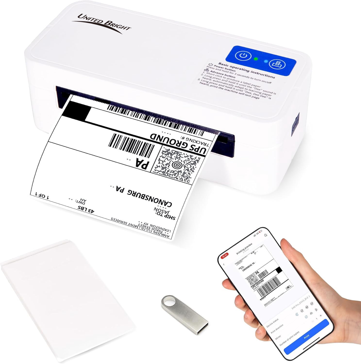 UNITED BRIGHT Computer printers for printing documents Bluetooth ...