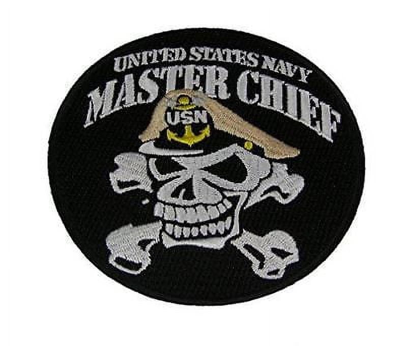 UNITED STATES NAVY MASTER CHIEF SKULL and CROSSBONES ROUND PATCH ...
