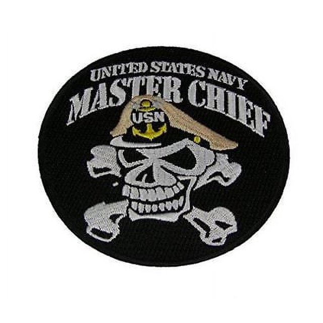 UNITED STATES NAVY MASTER CHIEF SKULL and CROSSBONES ROUND PATCH ...