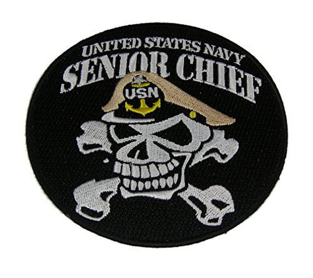 UNITED STATES NAVY SENIOR CHIEF SKULL and CROSSBONES ROUND PATCH ...