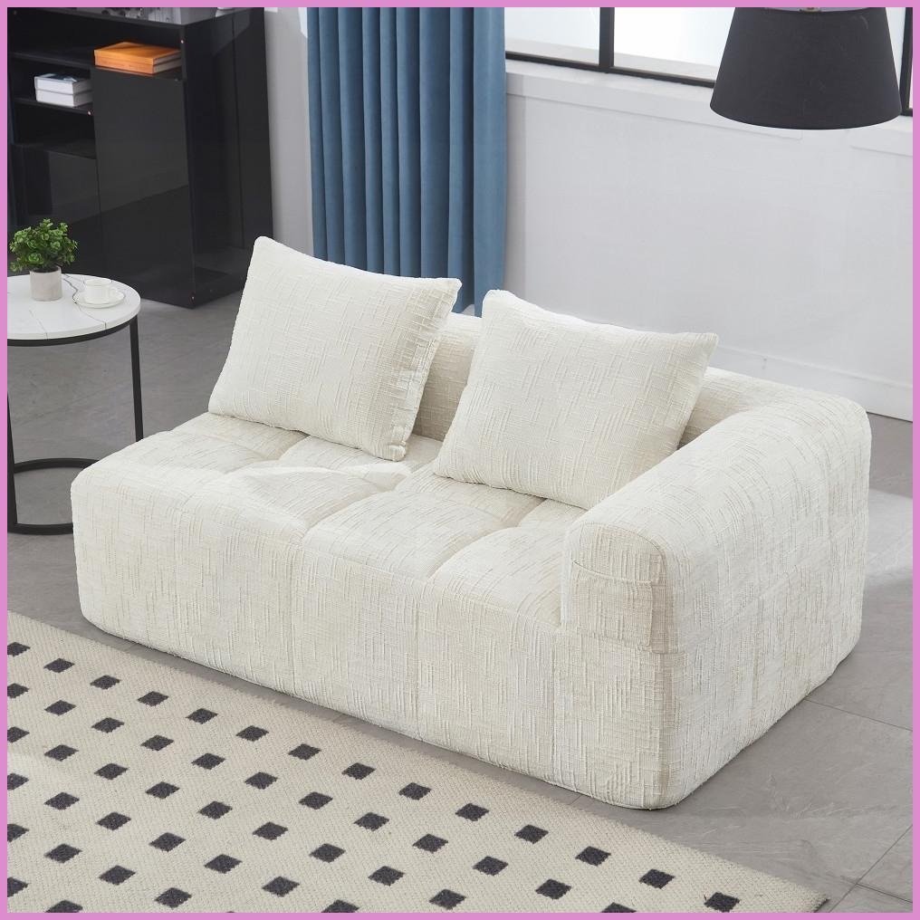 UNITED WE WIN Minimalist Chenille Loveseat Sofa - Anti-Wrinkle Fabric ...