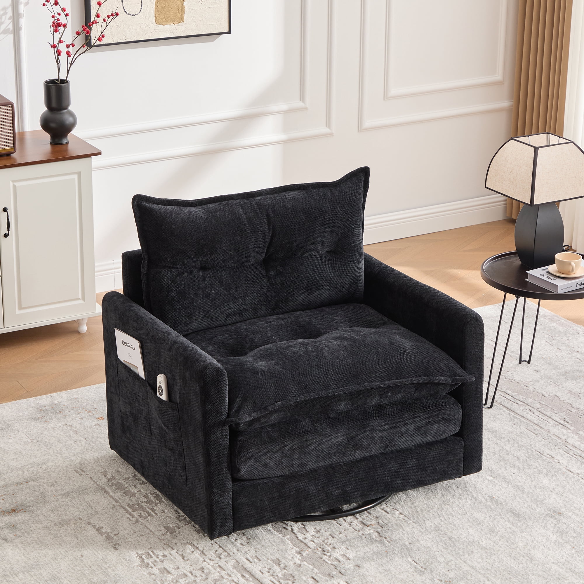 UNITED WE WIN Swivel Barrel Chair - Mid Century Modern Chair, Thick ...