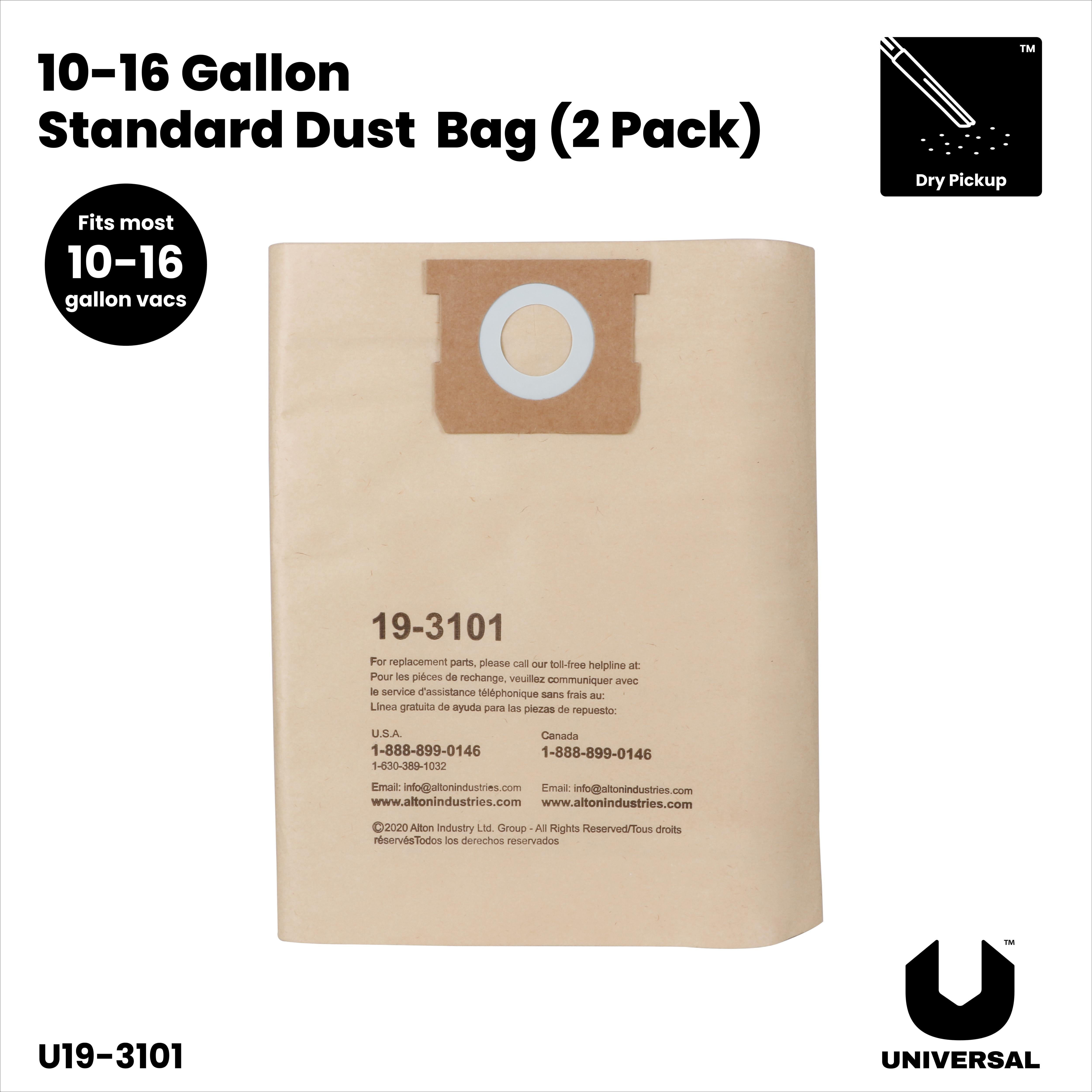 Universal Disposable Standard Dust Bag, 2-pack Compatible with 10-16 ...