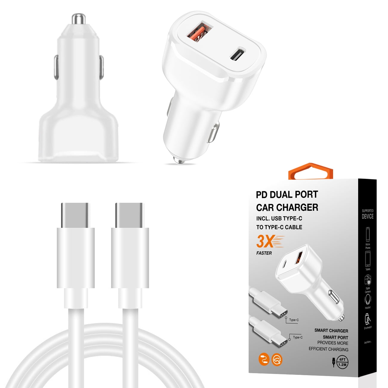 UNIVERSAL CHARGERS/ADAPTERS 36W PD Dual Ports Travel Car Charger ...