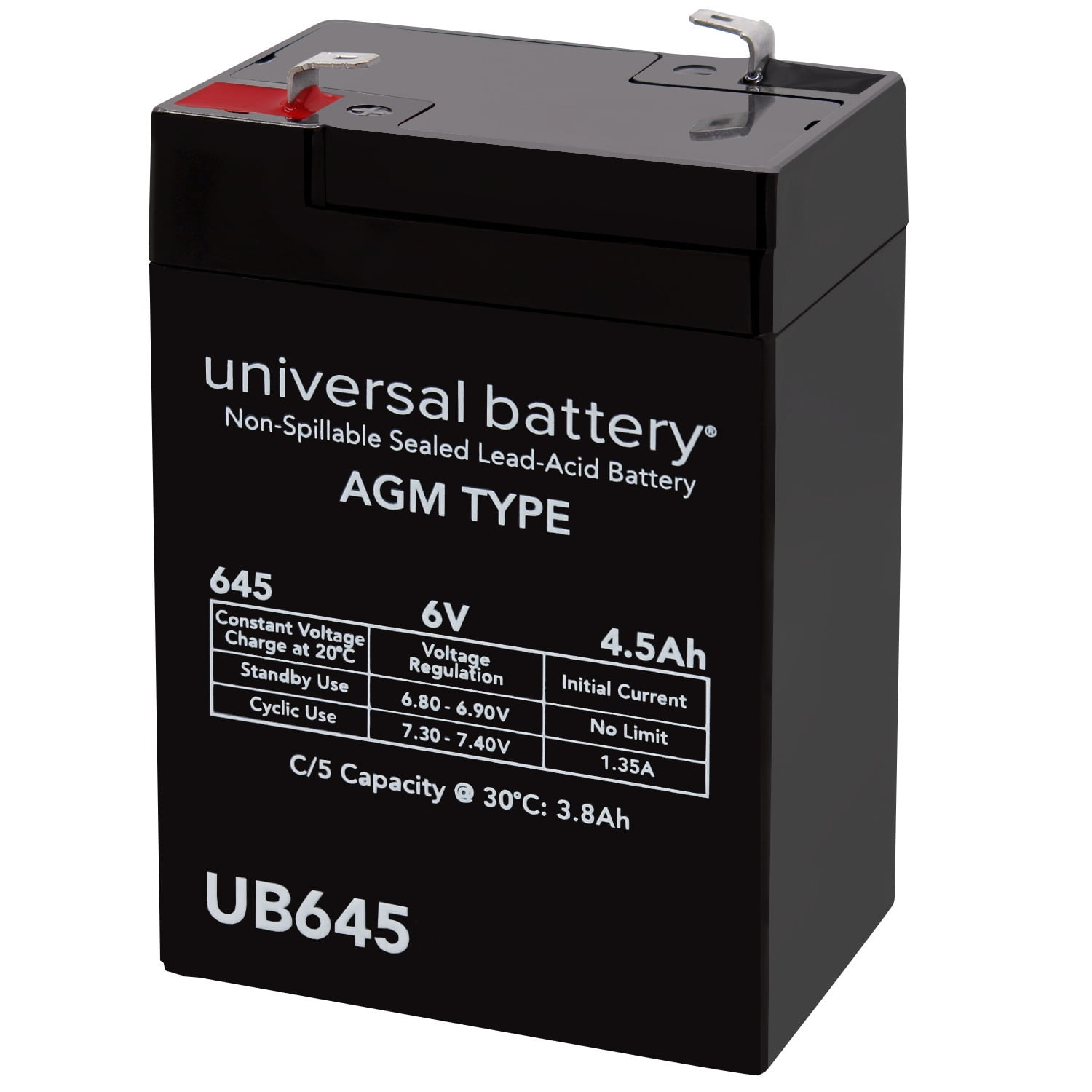 UNIVERSAL POWER UB645 6V 4.5AMP LEAD ACID BATTERY - Walmart.com