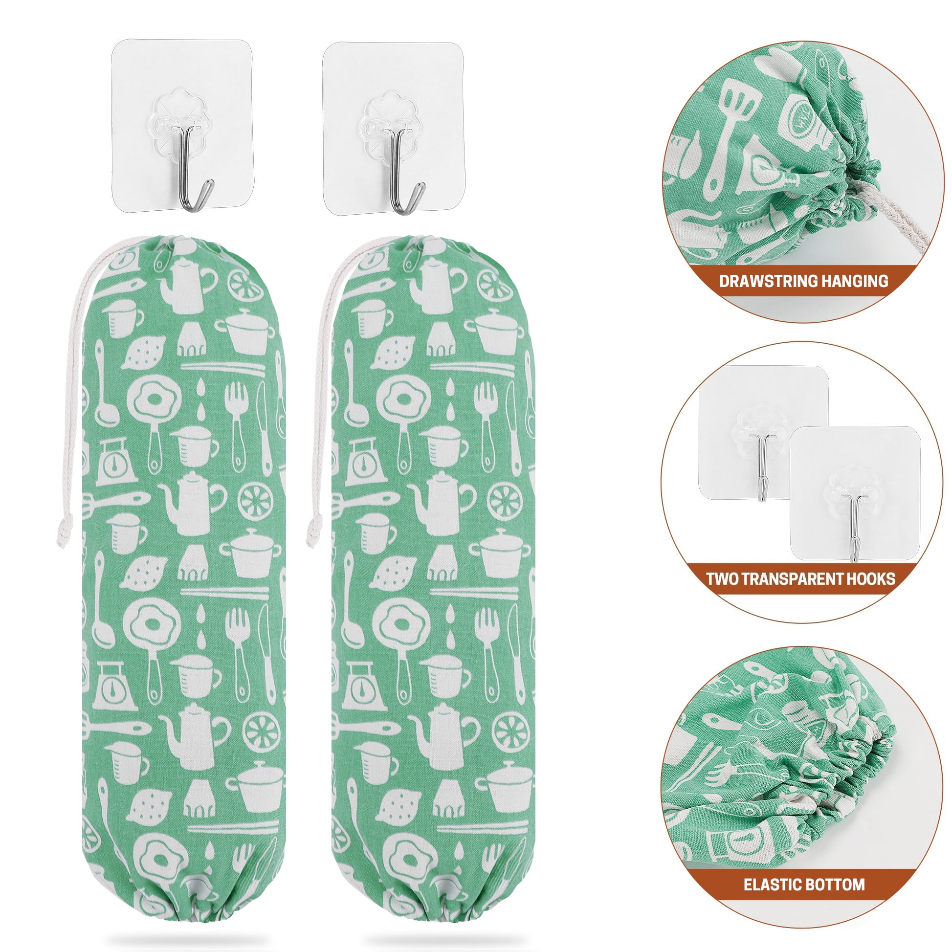 UNIWELL 2-Pack Wall Mount Plastic Bag Holder, Grocery Bag Dispenser for ...