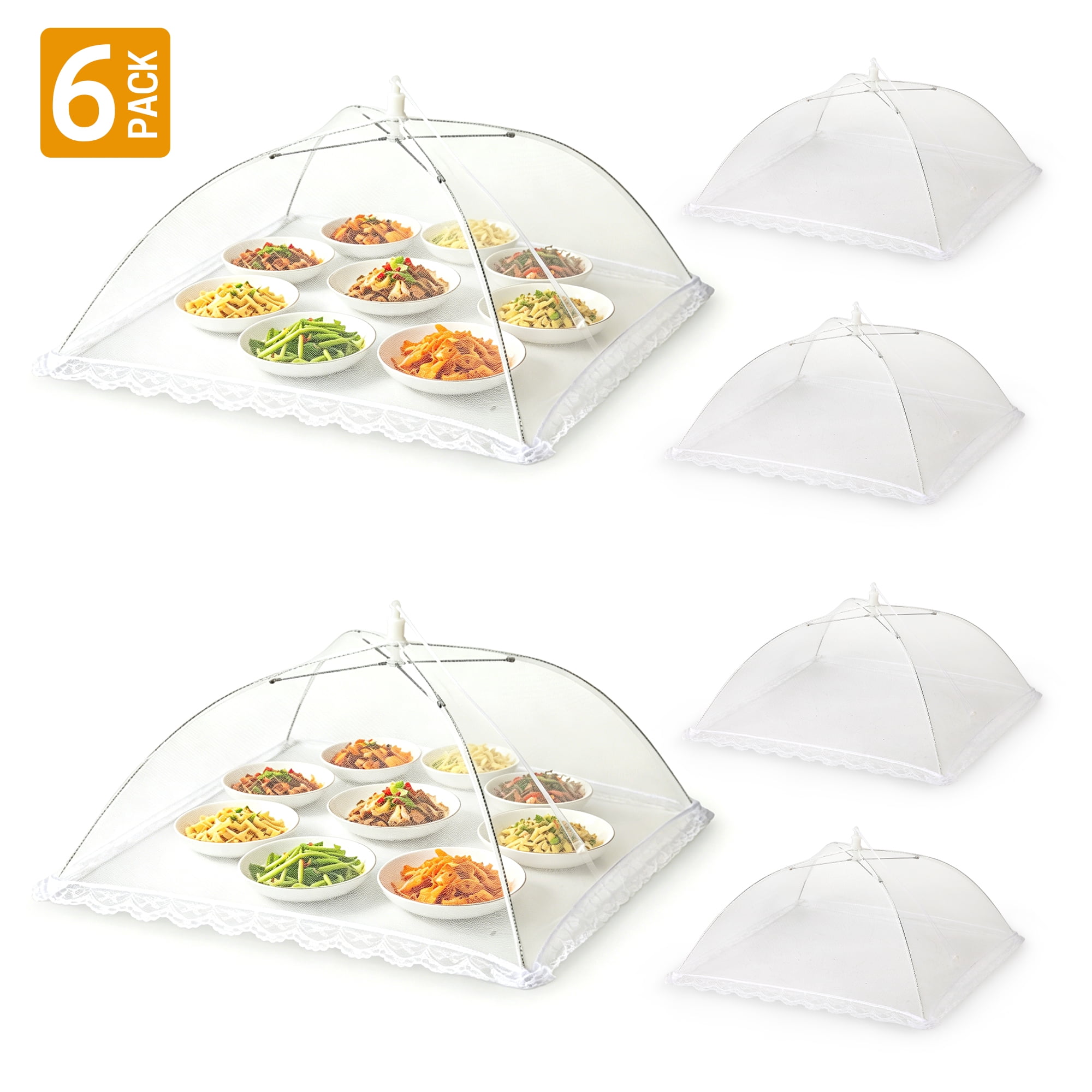 UNIWELL 6 Pack Outdoor Mesh Food Covers, Reusable Mesh Screen, Pop-Up ...