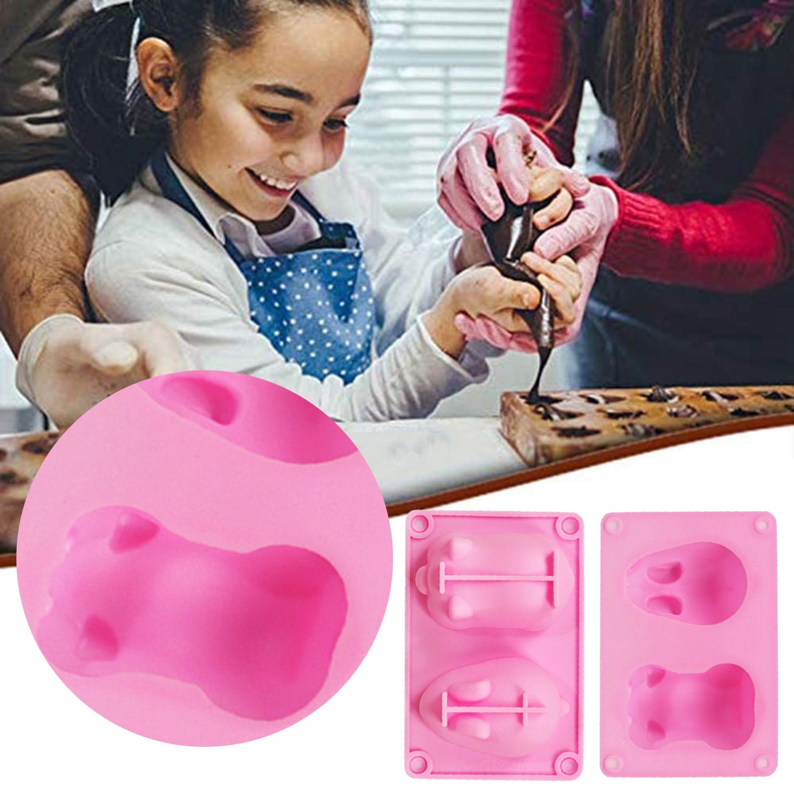 UNLLLL 2 Bunny Pig Shape Cake Baking Jelly Pudding, for Cake, Chocolate ...