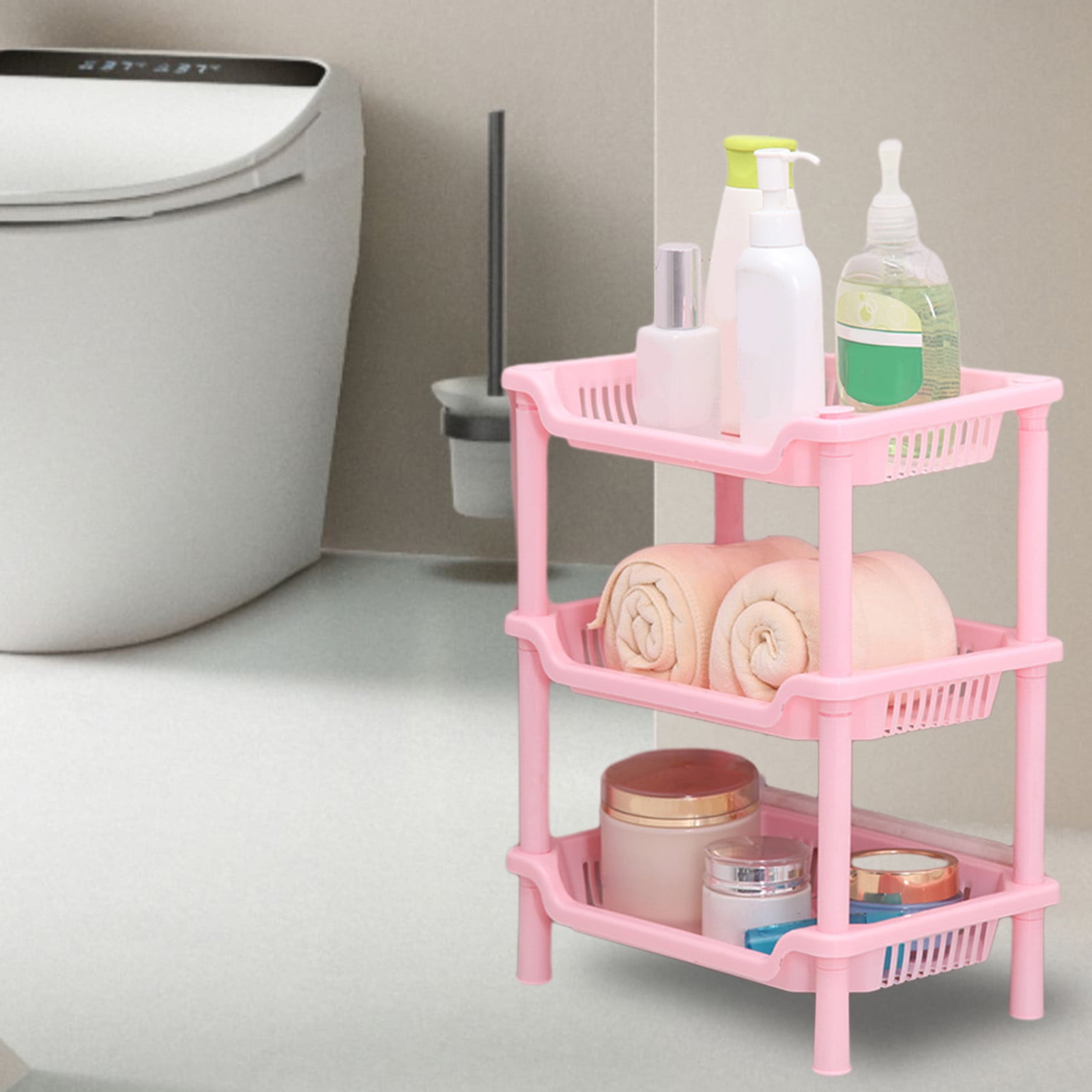 UNLLLL 3 Tier Rectangular Storage Rack, Bathroom Kitchen Plastic ...
