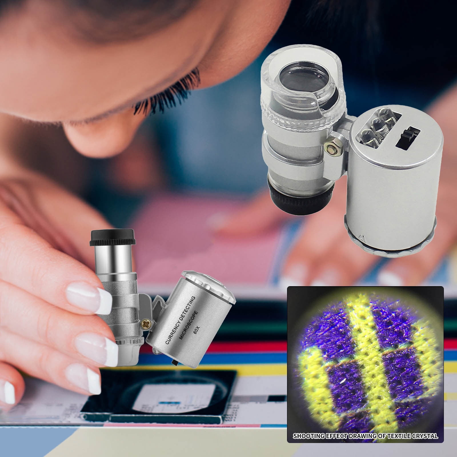 UNLLLL 60 Times Microscopic Glass Jewelry LED Lamp Banknote Inspection ...