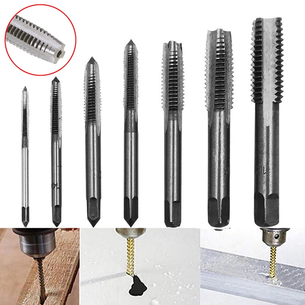 UNLLLL 7PCS Metric Taper Mini Hand Screw Thread Tap Cutting Drill Bits ...