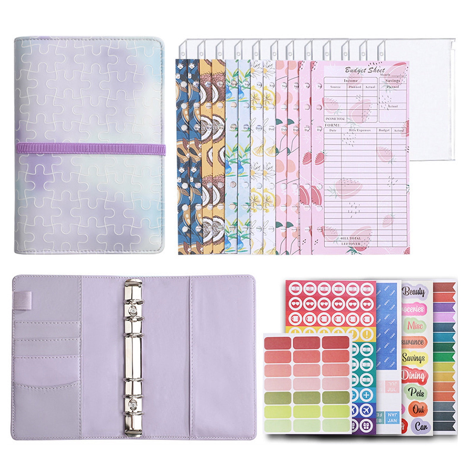UNLLLL A6 Gradient Binding Macaron Binder Ledger Notebook Leather ...