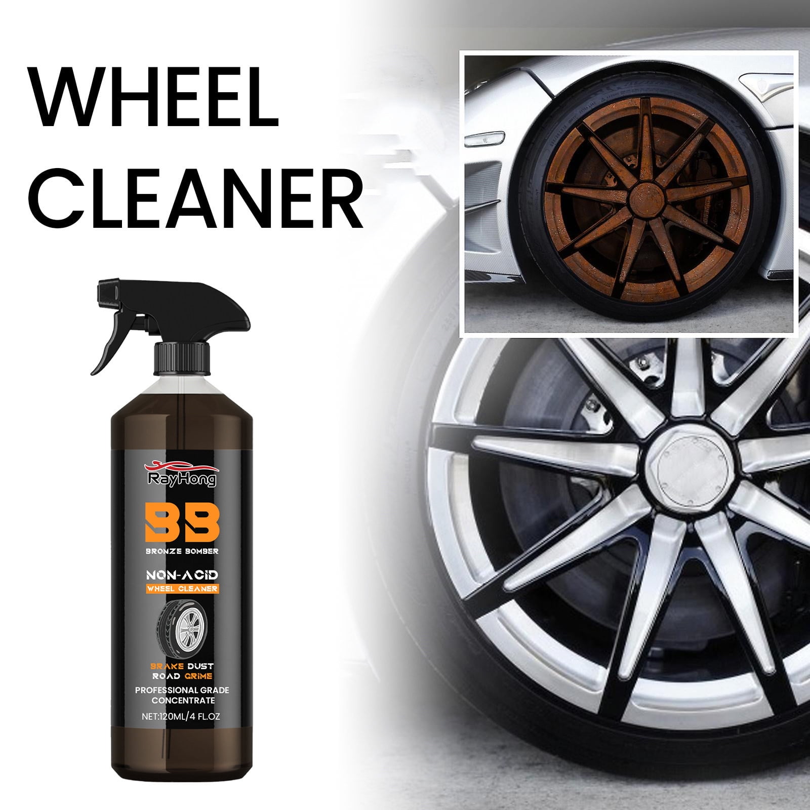 UNLLLL Car Wheel Cleaner, Solve Stubborn Brake and Road Dirt, Tire ...