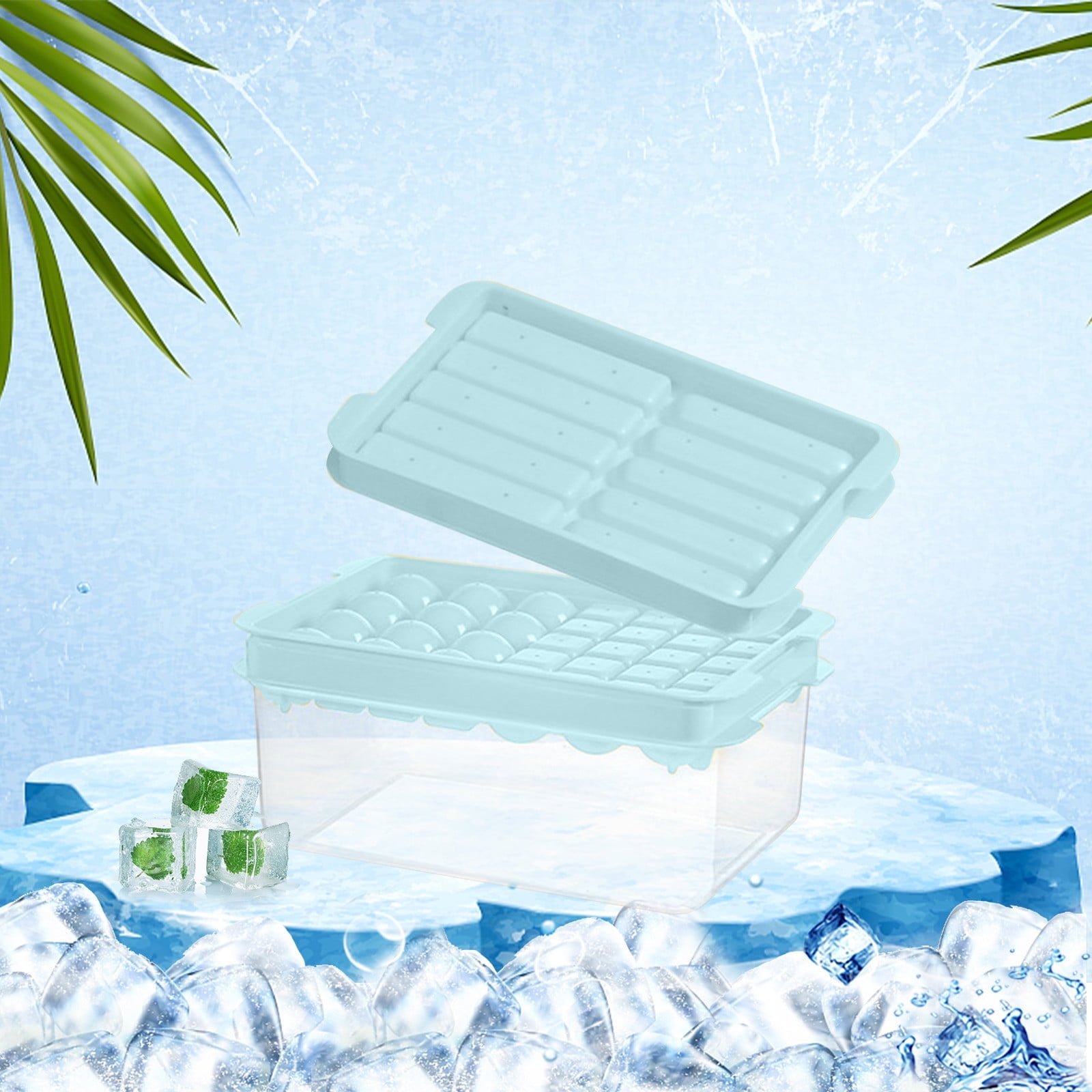 UNLLLL Double Layer Ice Household Food Grade Ice Box, Refrigerator Ice ...