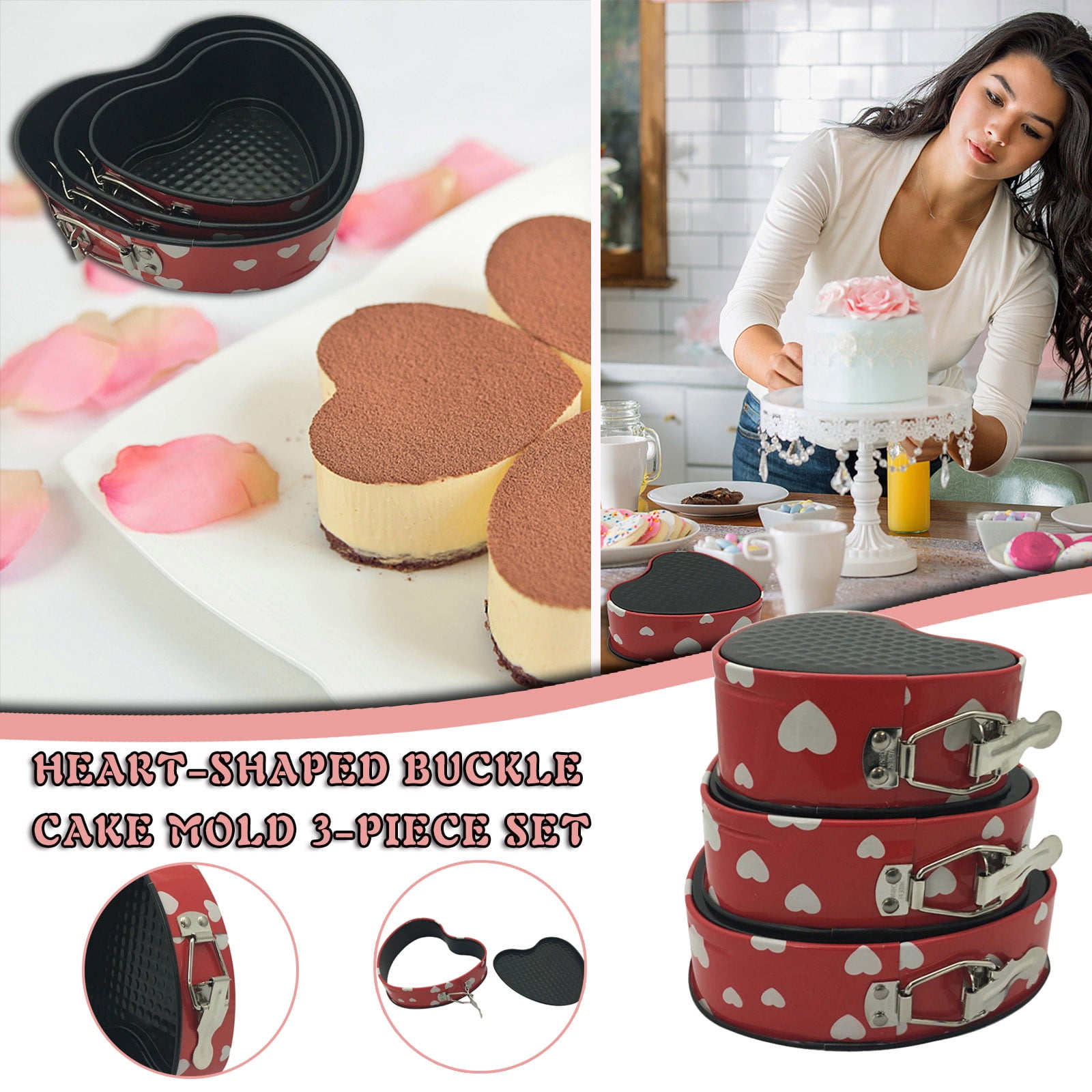 UNLLLL Heart-Shaped Printing Live Bottom Buckle Cake High Temperature 3 ...