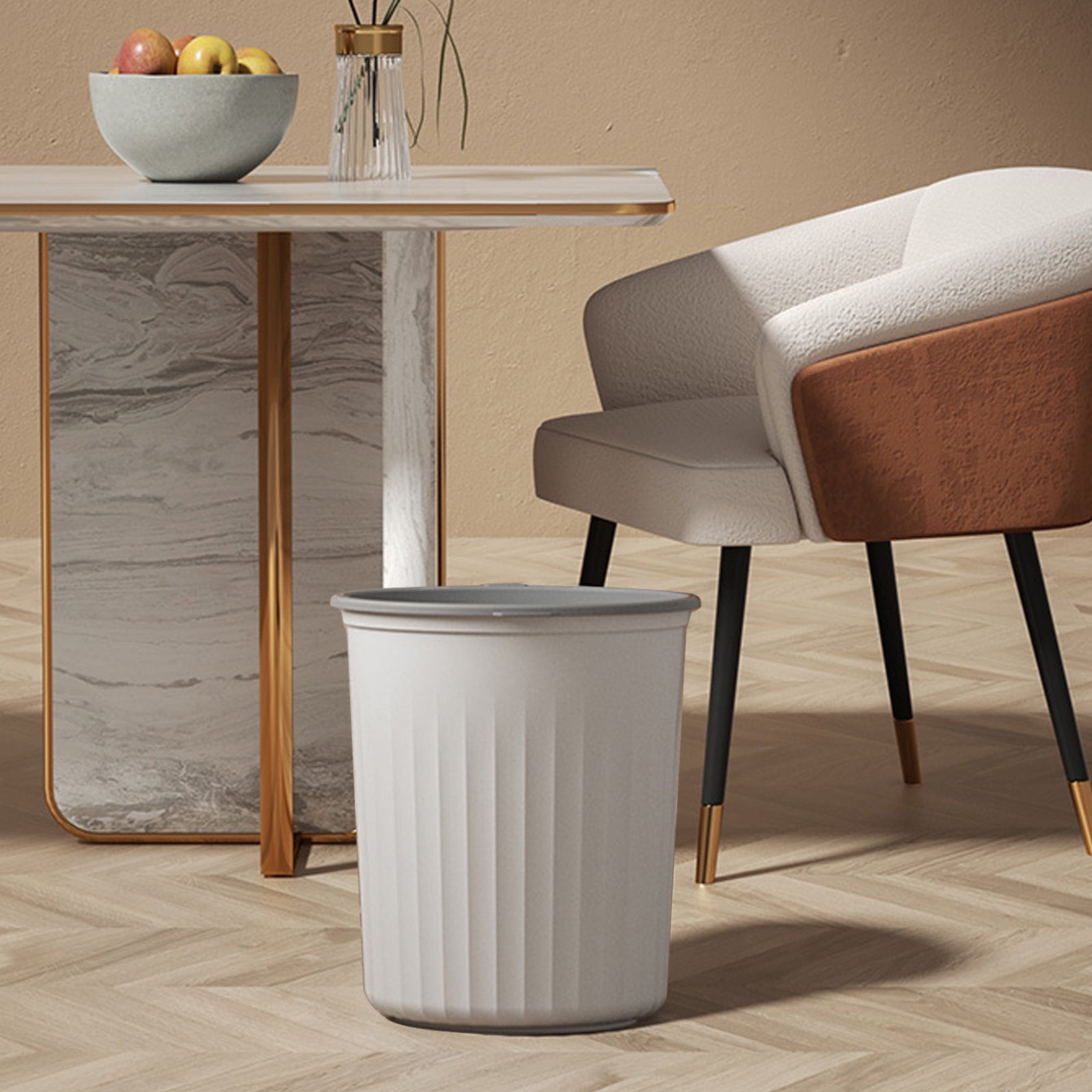 UNLLLL Large Lidless Press Ring Trash Can, 1 Pcs 10L Plastic Trash Can ...