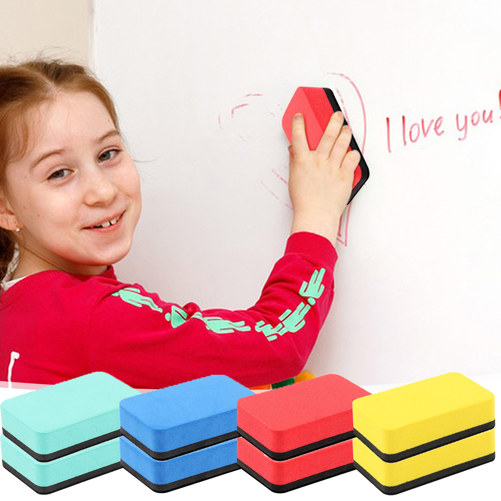 UNLLLL Magnetic Whiteboard Eraser, 8 Pcs EVA Board Eraser Rectangular, Mini Magnetic Whiteboard ...