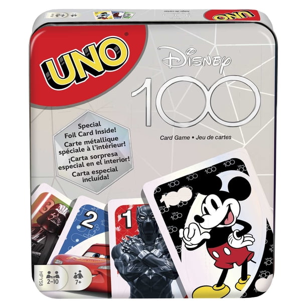 UNO® Disney 100 Card Game in Storage & Travel Tin for Kids & Family ...