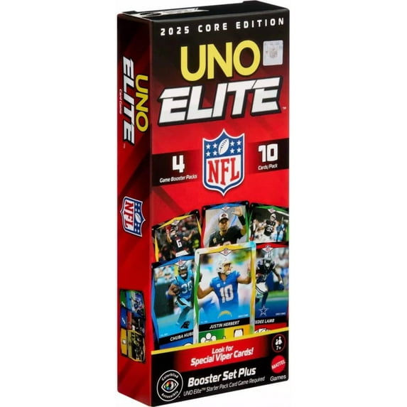Mattel, UNO Elite NFL 2025 Core Edition Booster Set Plus, 40 Cards ...