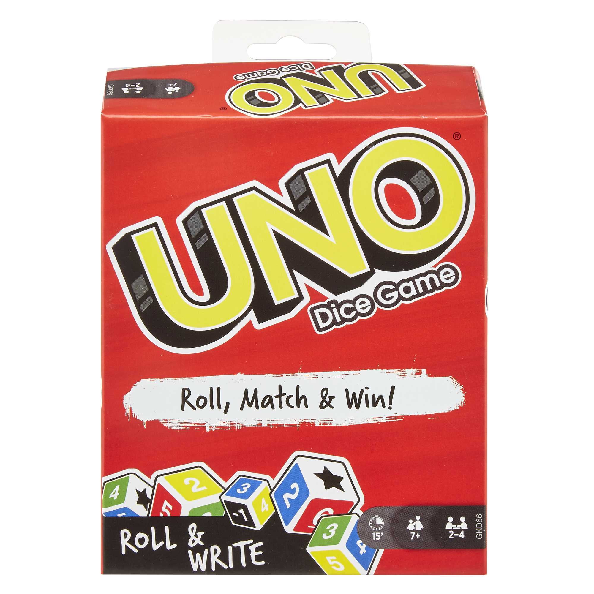 UNO Family Dice Matching Game for Game Night with 6 Dice and Eraseable ...