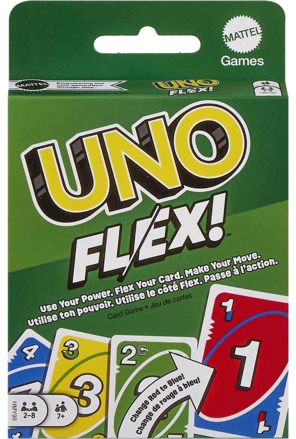 UNO Flex Original Wild Card Game, for 2-8 Players, Party and Family ...