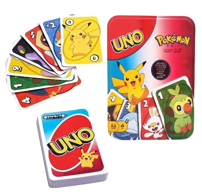 UNO Pokemon Tin Box Metal Box Card Game Family Night Game age 7 ...