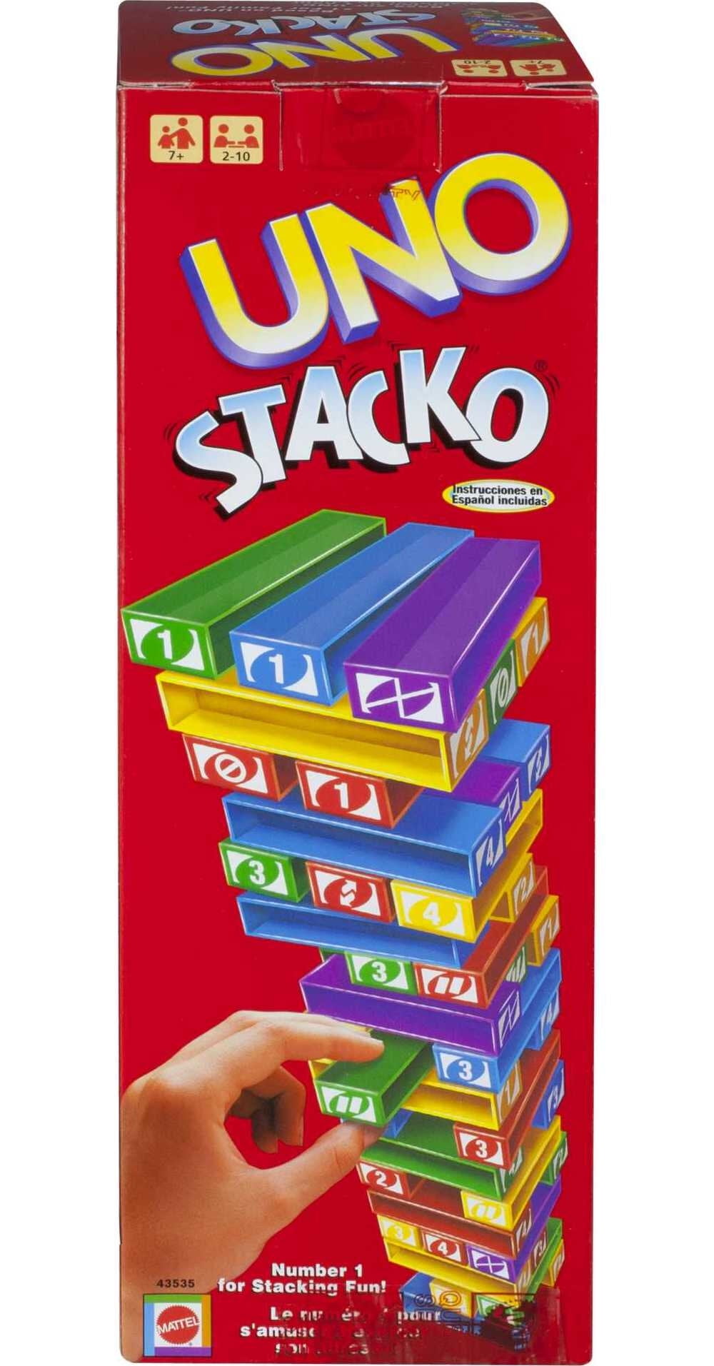 UNO Stacko Kids Game for Family Night, Matching and Stacking with 45 ...