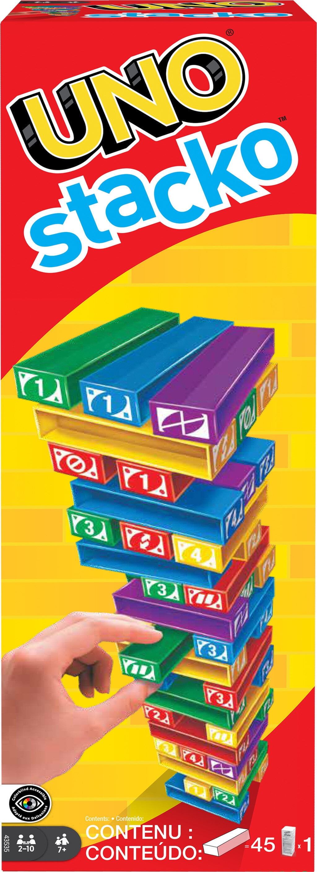 UNO Stacko Colorful Stacking Game, Fun Family Night Activity with 45 ...