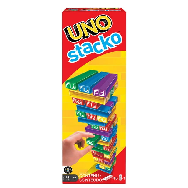 UNO Stacko Colorful Stacking Game, Fun Family Night Activity with 45 ...
