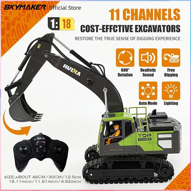 UNO1RC NM61084 1 by 18 RC Excavator Alloy 11 Channel 2.4G Remote ...