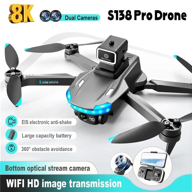 UNO1RC 8K GPS Drone Dual Camera Wi-Fi Obstacle Avoidance RC Aircraft ...
