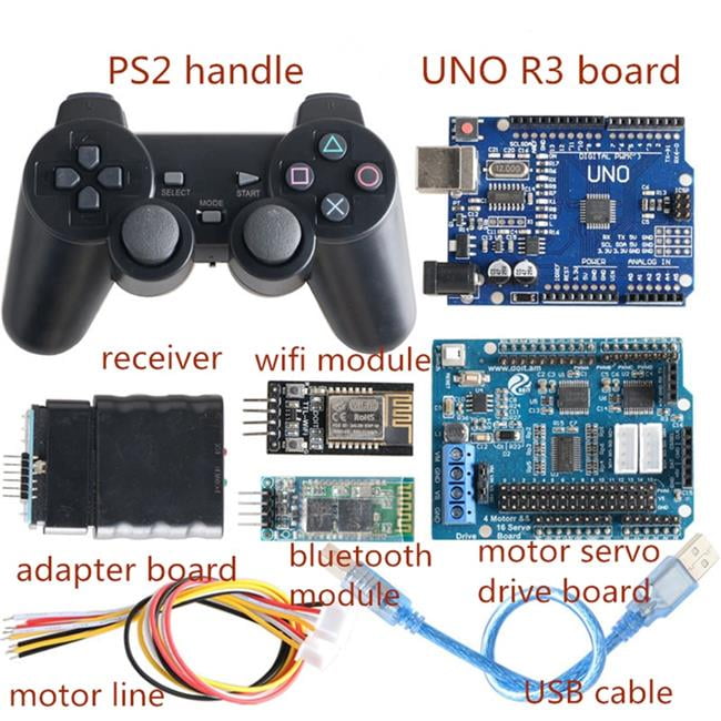 UNO1RC Controller Kit for RC Robot Arm & Chassis Part 4-Way Motor & 16 ...