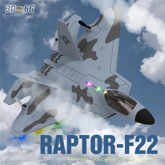 UNO1RC NM59522 F22S 2.4G 4CH 3D6G RC Airplane Raptor F22 Warplane ...