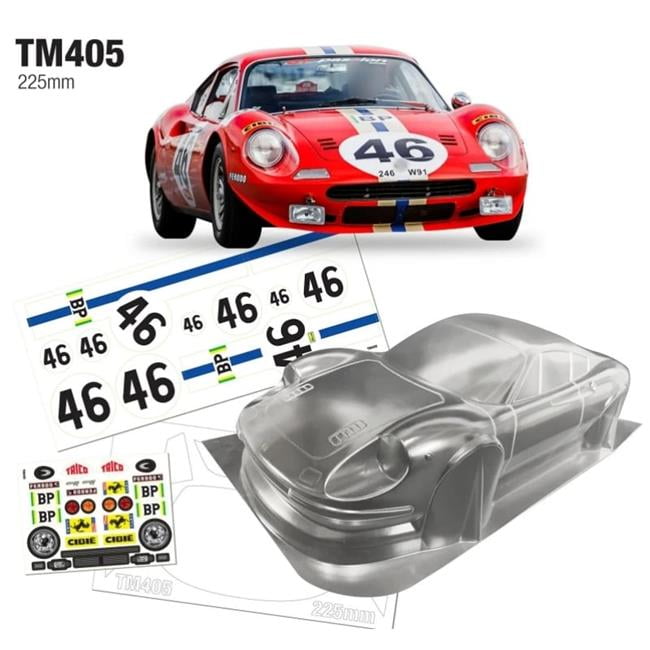 UNO1RC NM61043 Mini Dino 346GT Rc Bodies 225 mm Bodywork Clear Lexan ...