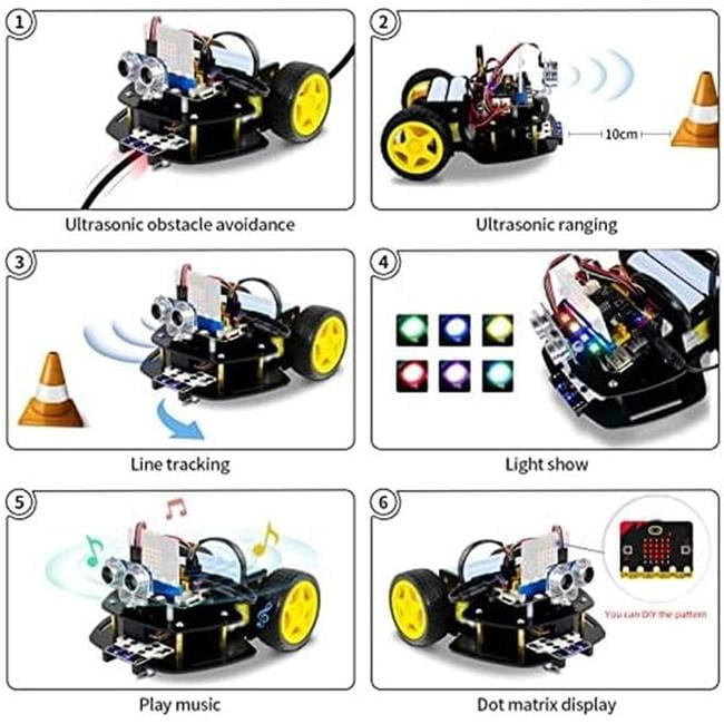 UNO1RC NM55772 2WD Robot Car Kit for Micro-Bit V2 & V1.5 - Walmart.com