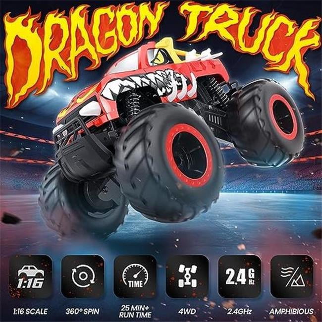 UNO1RC NM56458 1-16 2.4Ghz IPX7 Amphibious RC Monster Trucks - Walmart.com