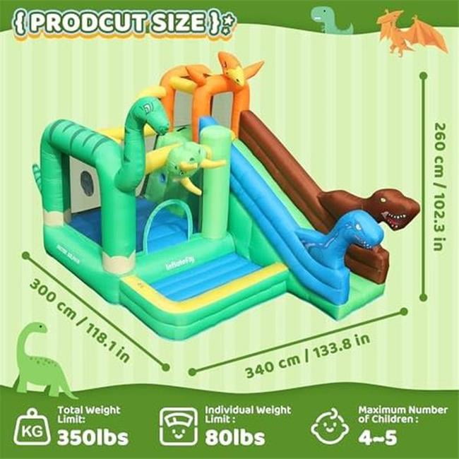 UNO1RC NM56630 Kids Bouncy Dinosaur Bounce House with Inflatable Slide ...